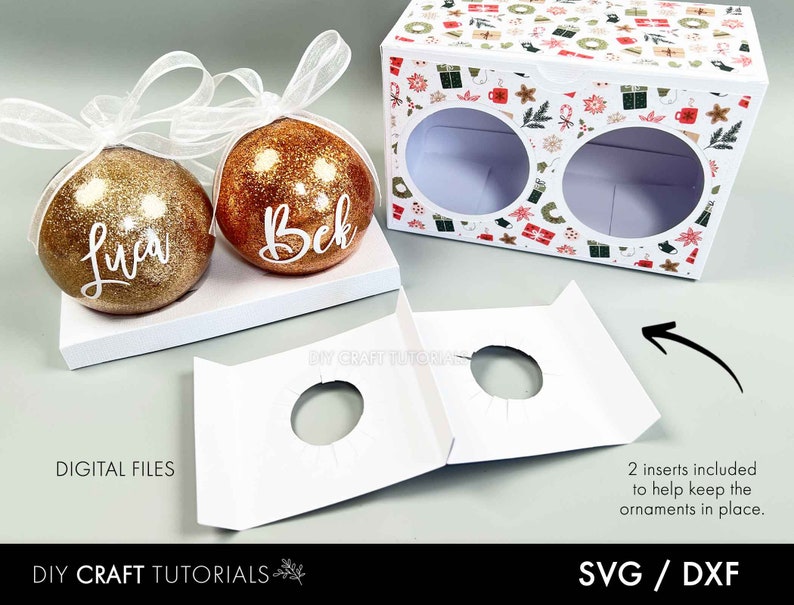 Ornament Box SVG, Double Ornament Box SVG, Christmas Ornament Gift Box ...
