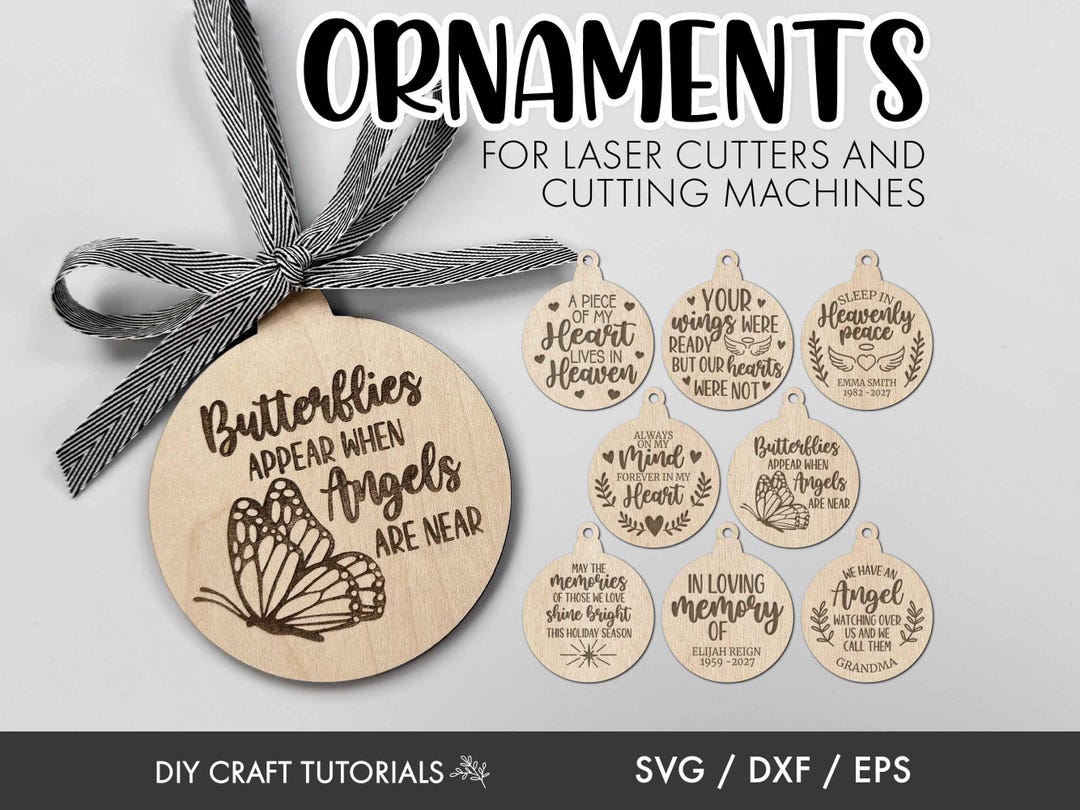 Memorial Ornament SVG Bundle: Angel Wing Laser Cut File - Etsy