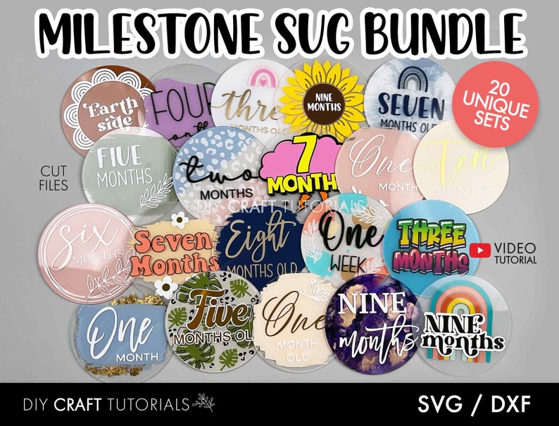 Baby Milestone Discs SVG Bundle: 20 Designs + Bonus Box - Etsy