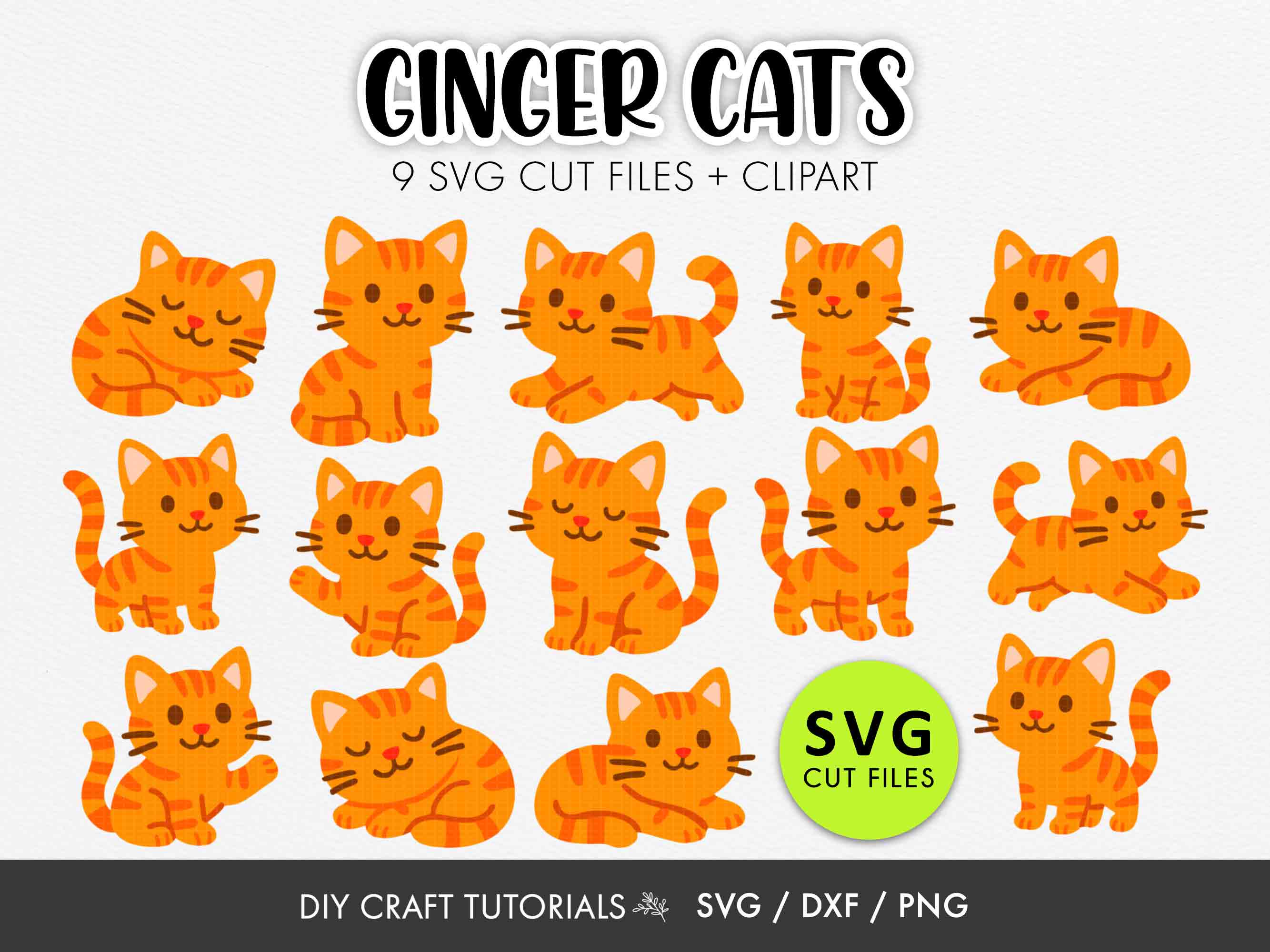 Ginger Tabby Cat SVG Bundle: 9 Orange Cat Cut Files - Etsy