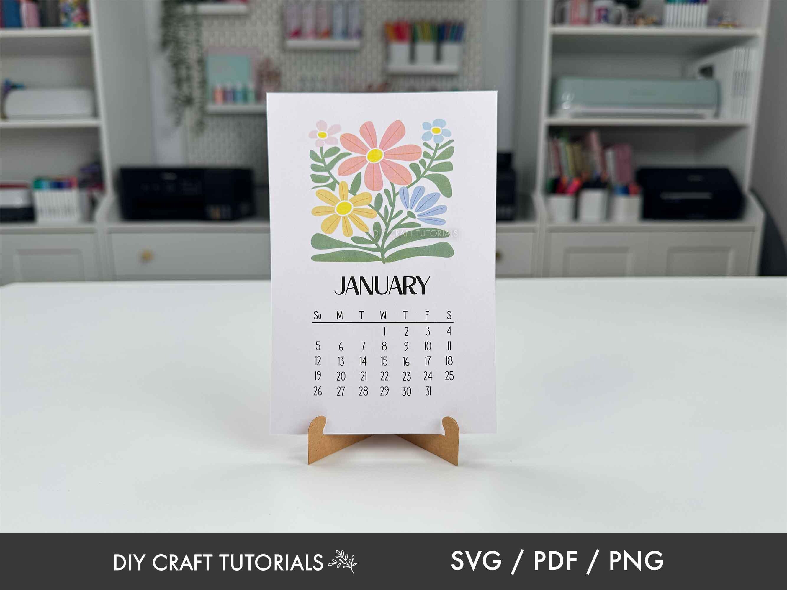 Calendar Svg, Desk Calendar Svg, Printable Calendar, Floral Calendar ...