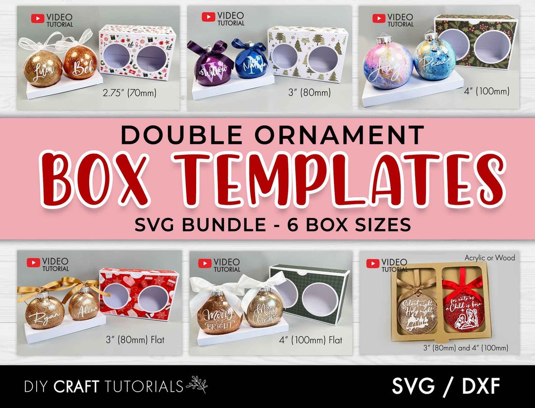 Ornament Box SVG Bundle 6 Sizes, Ornament Box SVG, Double Ornament Box ...