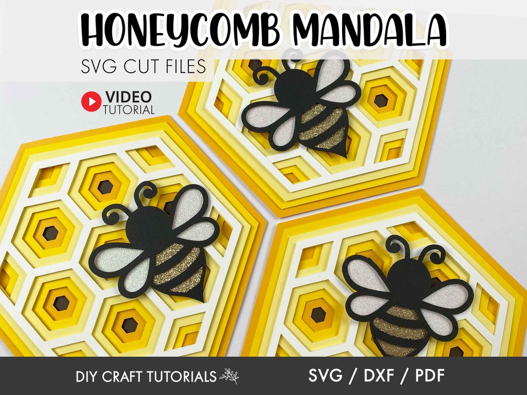 Honeycomb Svg, Bee Svg, Mandala Svg Honey Bee Svg, Layered Honeycomb ...