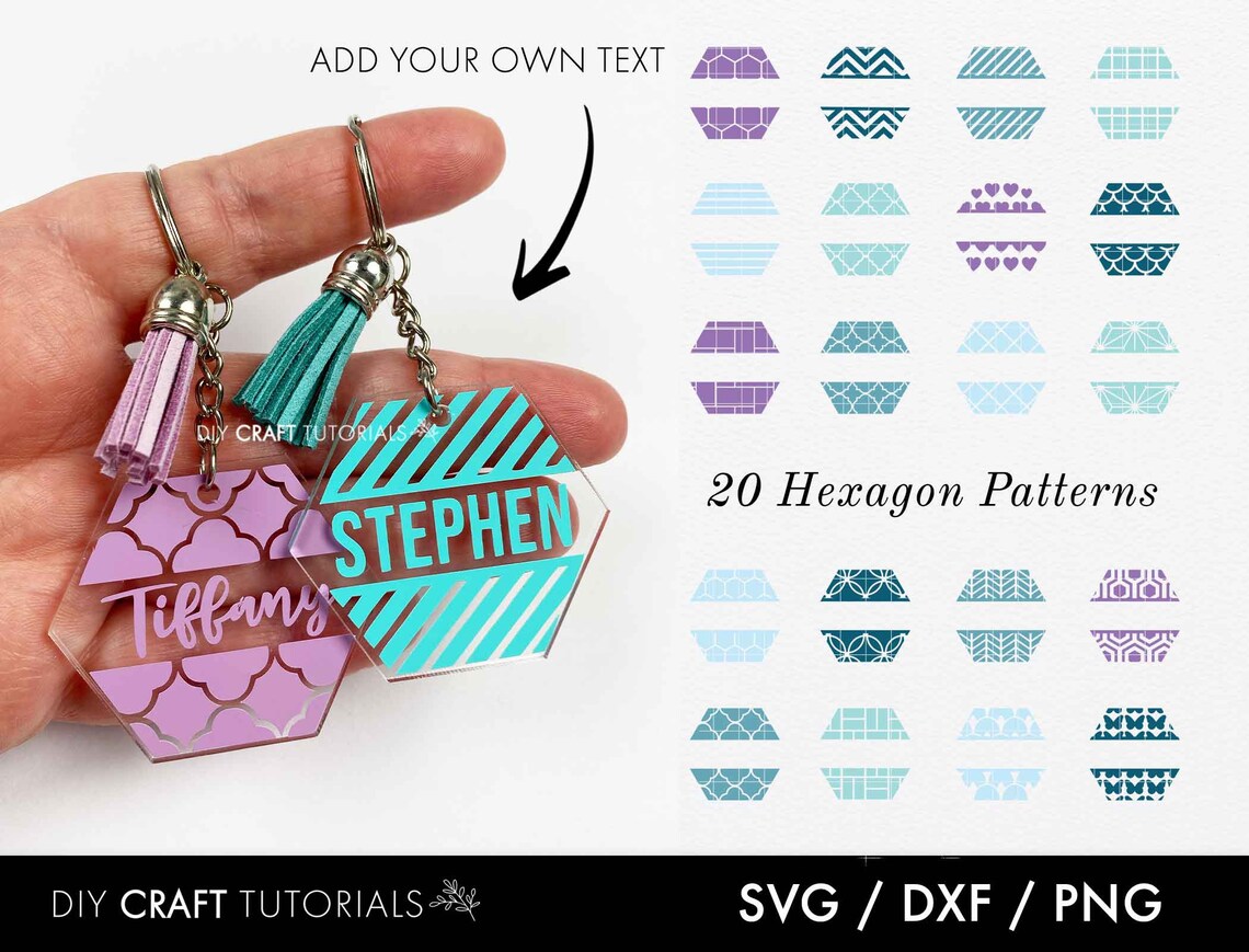 Keychain Svg Bundle Hexagon Pattern Svg Keychain Monogram - Etsy