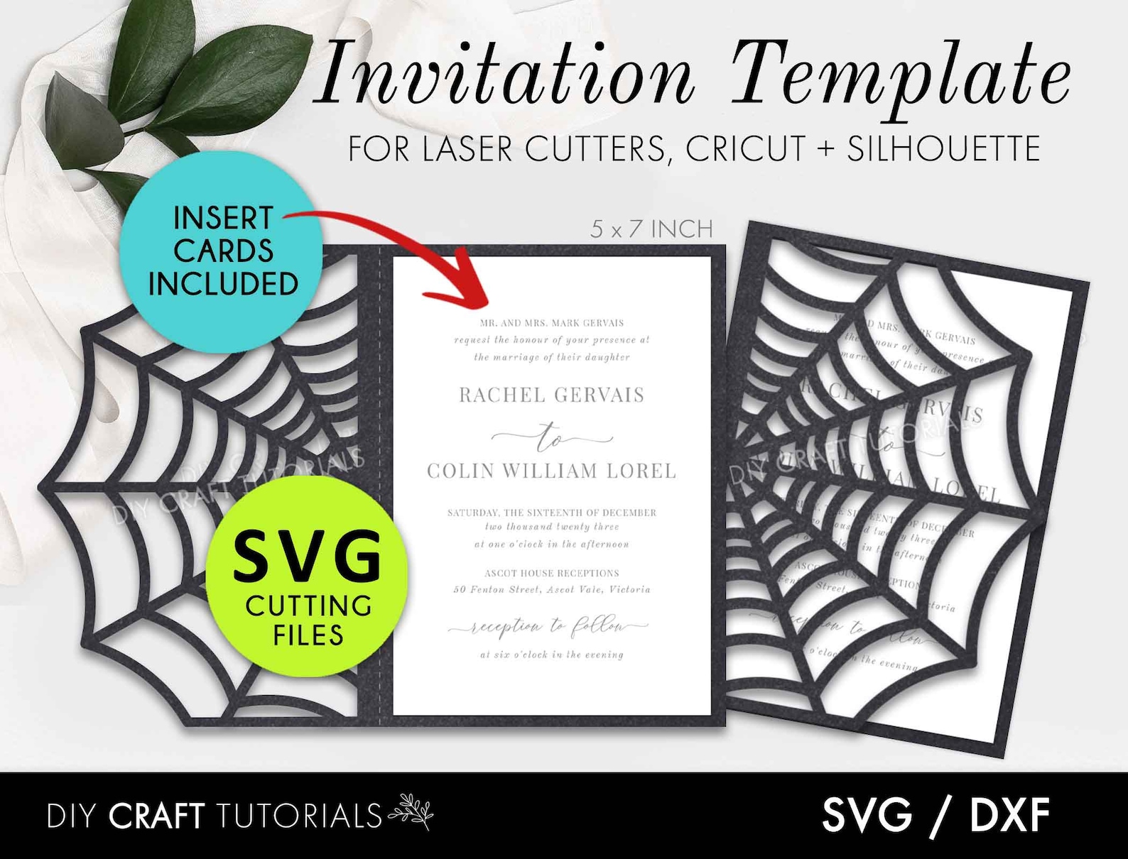 Cobweb Invitation Template Laser Cut Invitation Halloween - Etsy