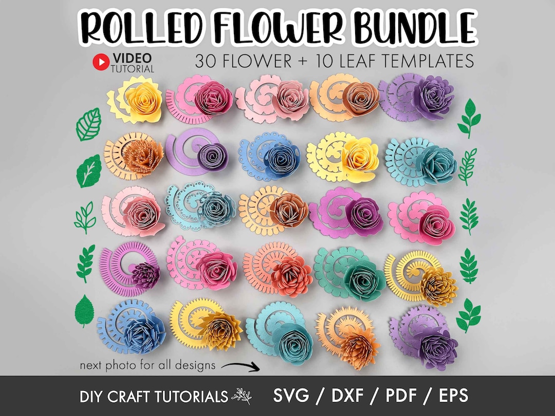 Rolled Flower Svg, Rolled Rose Svg, Leaves Svg, 3D Flower Svg, Rose Svg ...