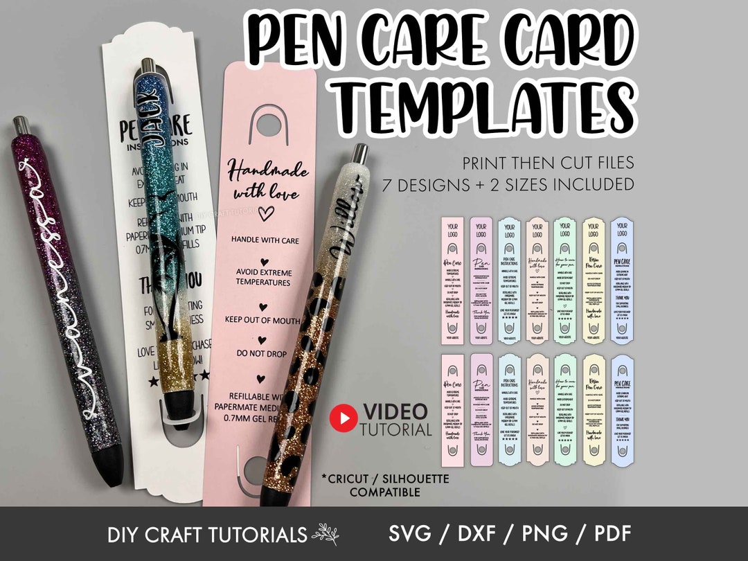 Pen Care Card Svg, Glitter Pen Svg, Resin Pen Display Card Svg, Pen ...