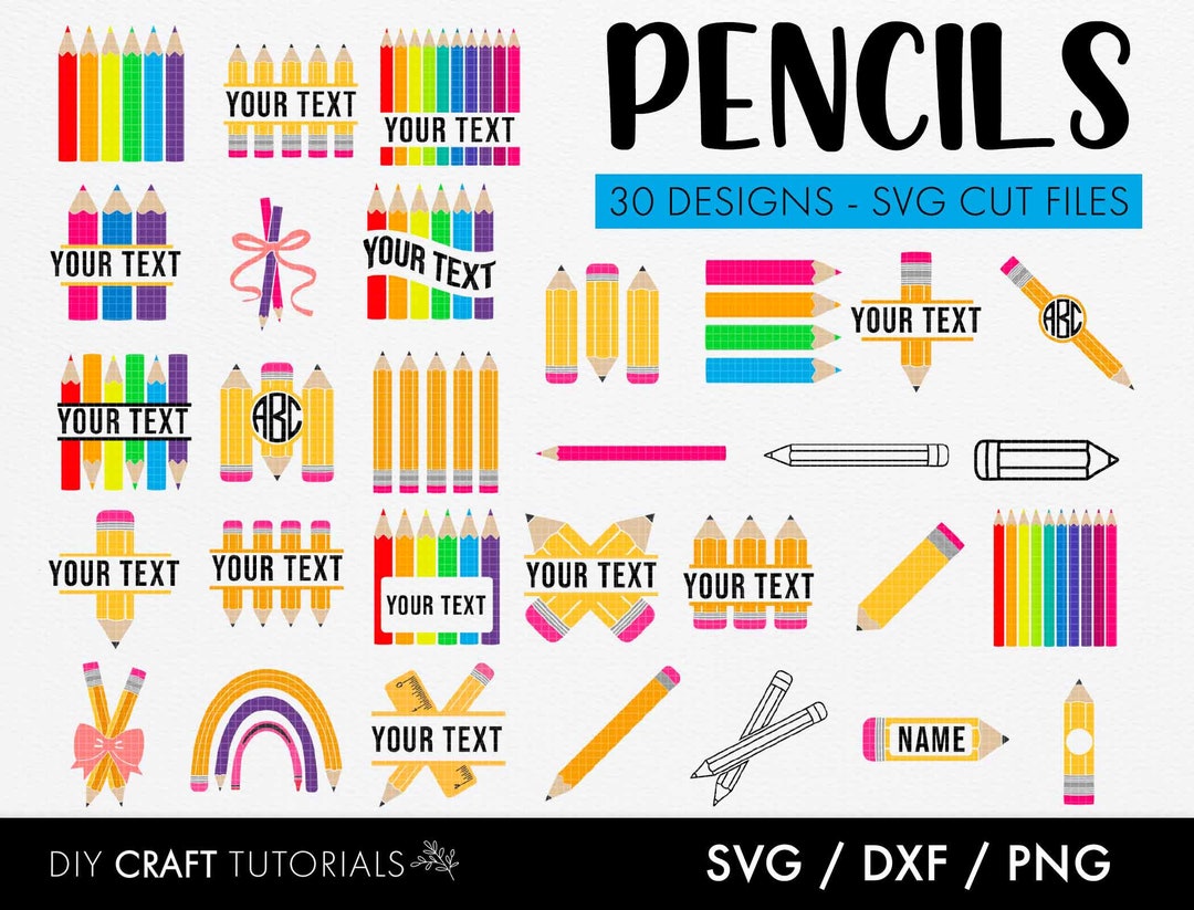 Pencil SVG Bundle: School & Art Designs - Etsy