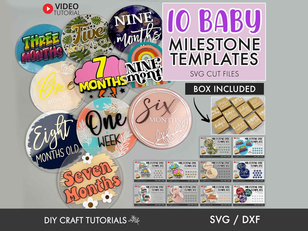Baby Milestone Discs SVG Bundle: First Year + Gift Box Cut Files - Etsy