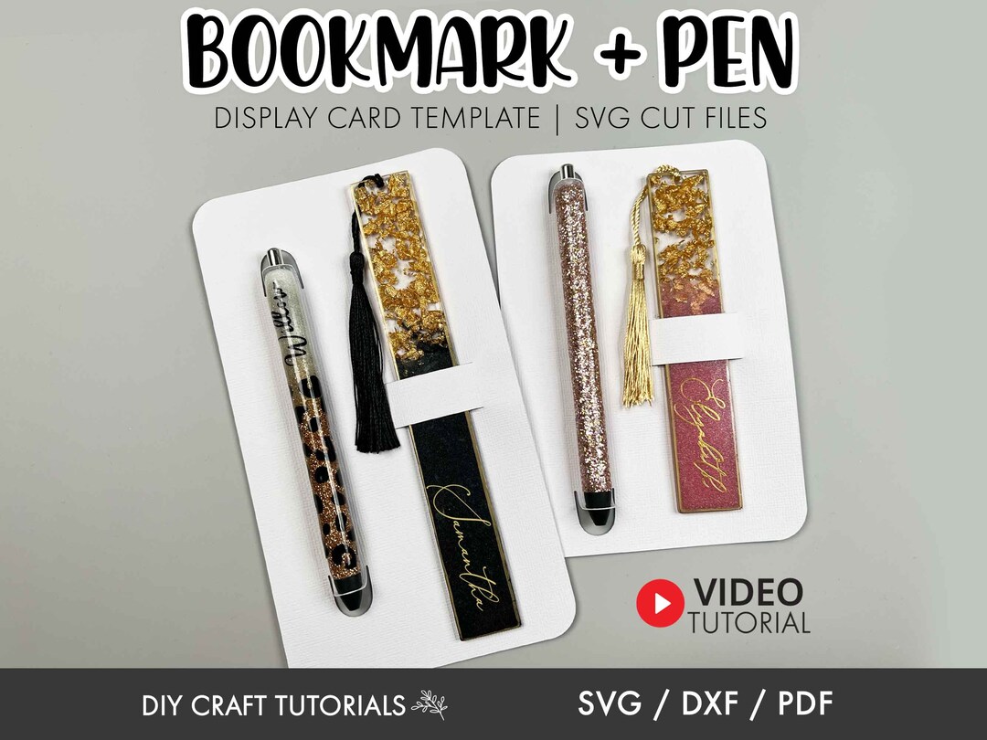 Bookmark and Pen Display Card SVG, Bookmark Holder Svg, Bookmark ...
