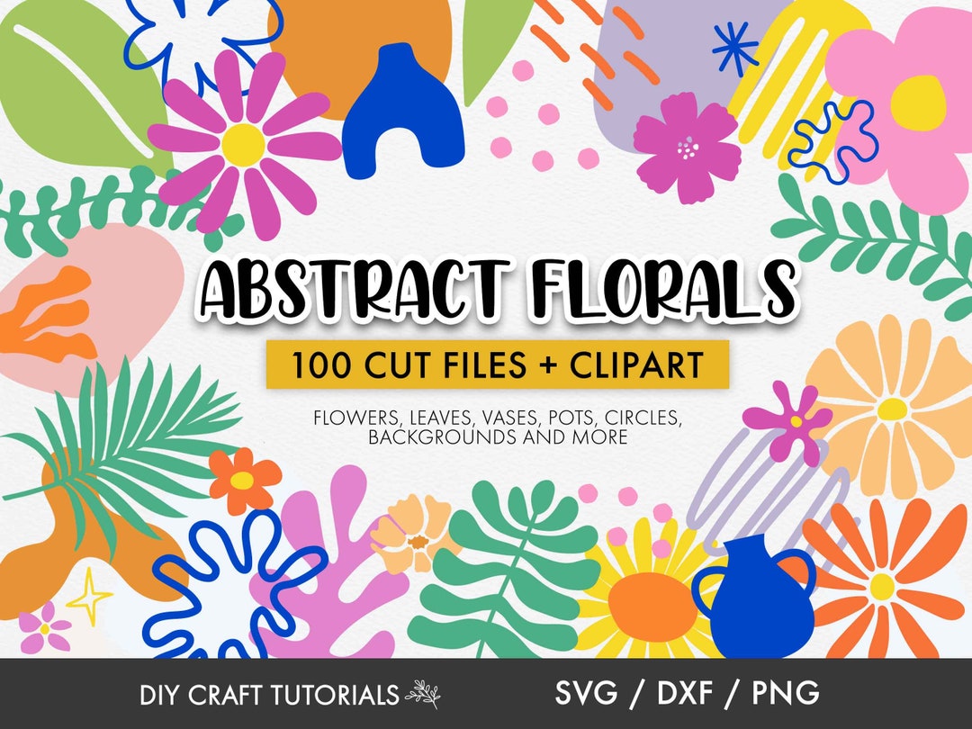 Abstract Floral Shapes, Abstract Flower Svg, Boho Flower Svg, Retro ...