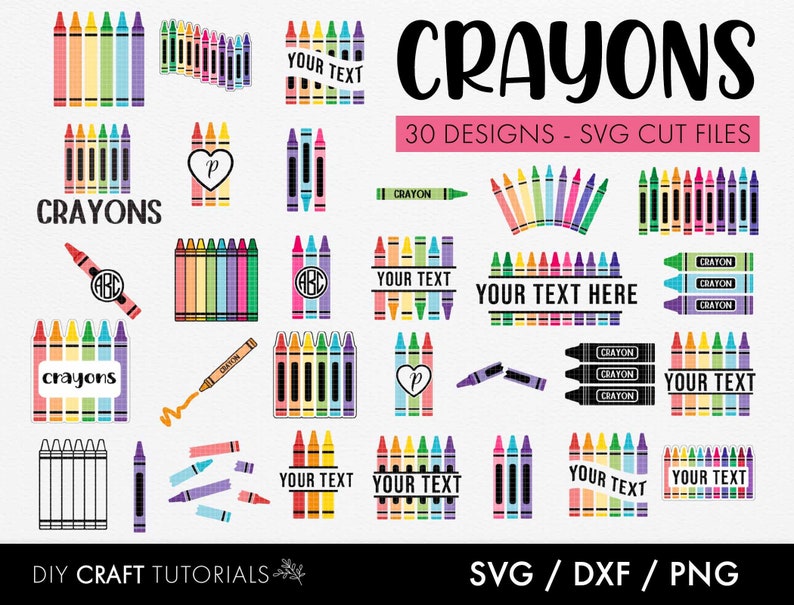 Crayon SVG Bundle: Split Monogram, Teacher Designs - Etsy