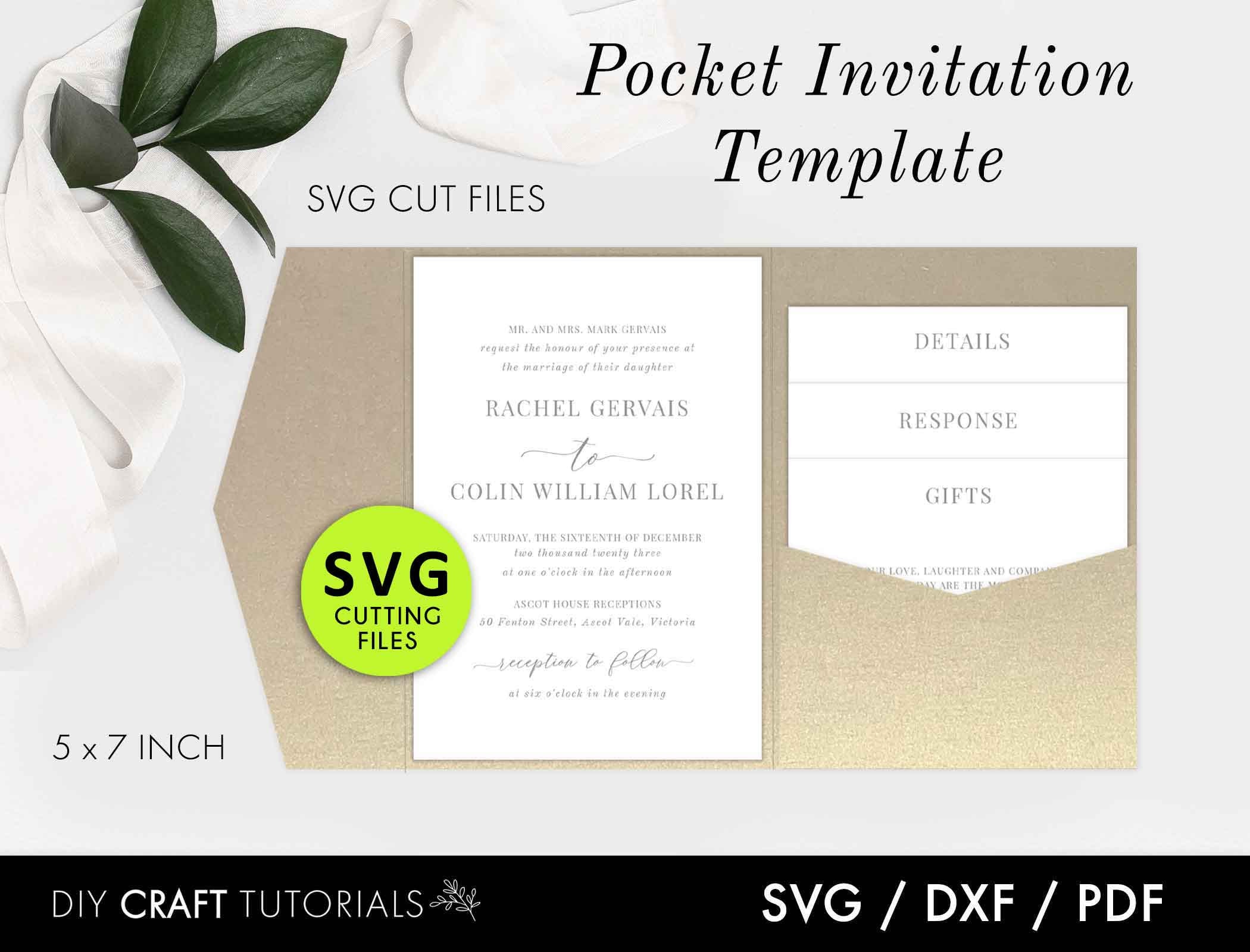 Tri Fold Wedding Invitation Template Laser Cut Pocket - Etsy