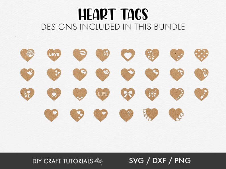 Heart Gift Tag SVG Bundle: 30 Laser Cut Templates - Etsy