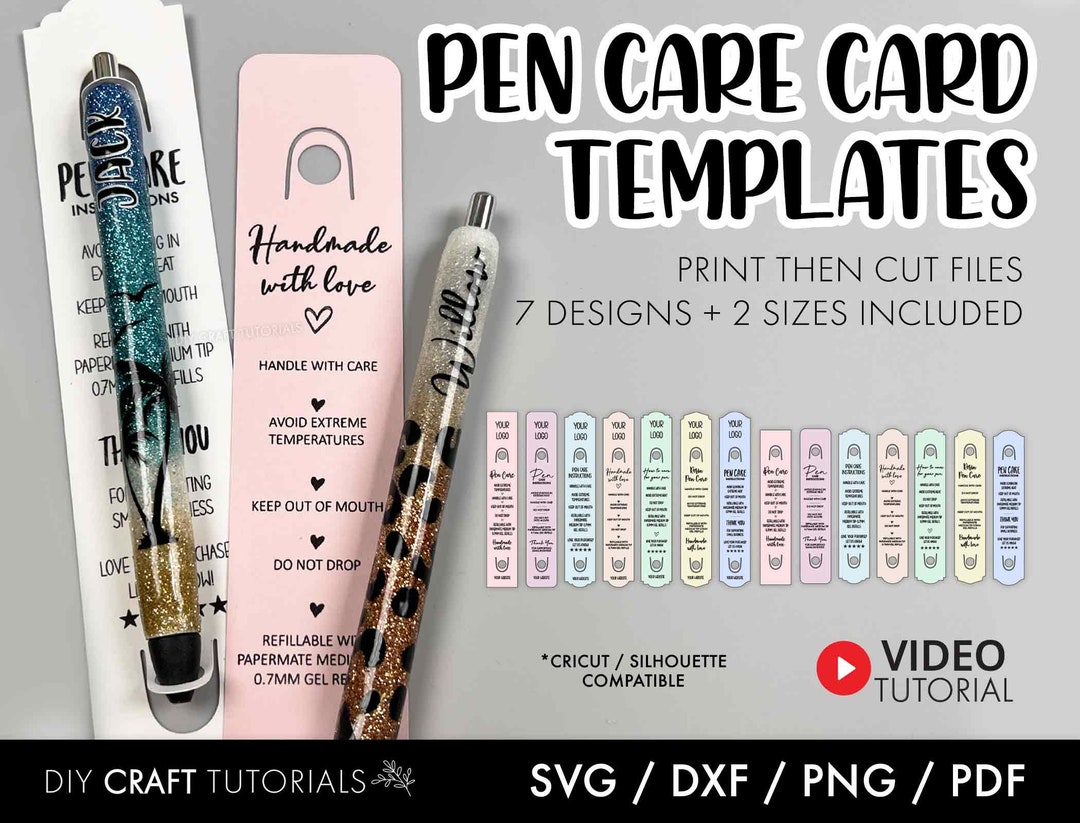 Pen Care Card svg Epoxy glitter pen svg Resin pen display - Etsy Portugal