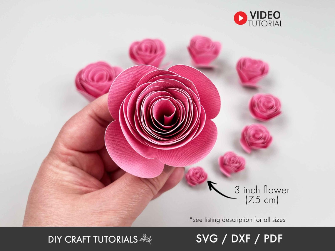 3D Rolled Paper Flower SVG: 10 Rose Sizes - Etsy Canada