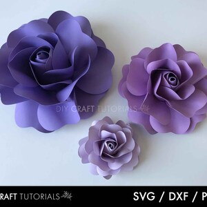 Set of 3 Paper Rose Templates, Paper Flower Svg, 3D Paper Flowers Svg ...