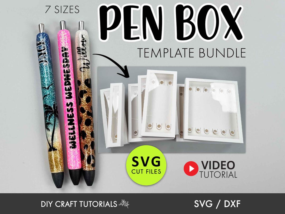 Pen Box SVG Bundle, Epoxy Pen Box Template, Epoxy Pen Display Card, Pen ...