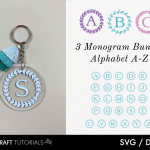 Keychain Svg Bundle, Monogram SVG Alphabet Bundle, Monogram Svg, Wreath ...