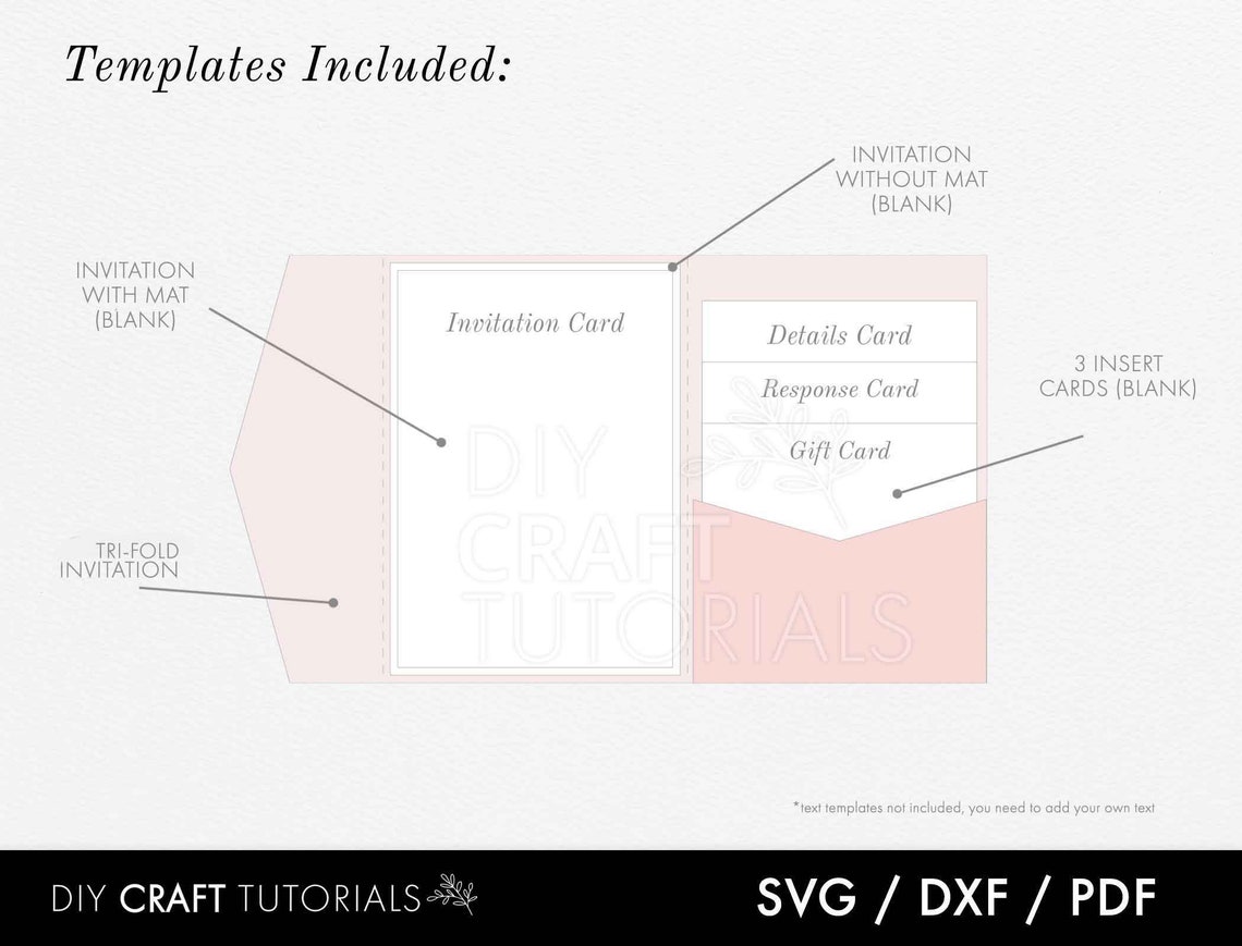 Tri Fold Wedding Invitation Template Laser Cut Pocket - Etsy
