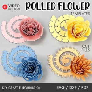 Rolled Flower Svg, Rolled Rose Svg, 3D Flower Svg, Rolled Paper Flowers ...