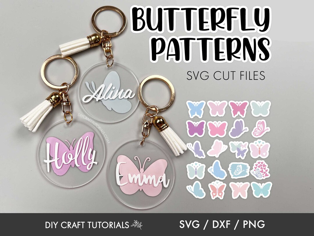 Butterfly SVG Bundle: Keychain Patterns, Cut Files and Clipart - Etsy