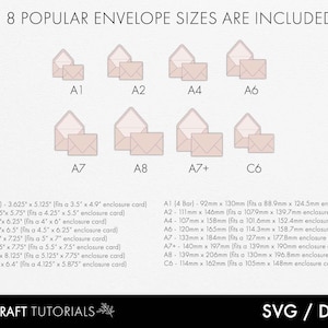 Euro Flap Envelope SVG Template: 8 Sizes With Liners - Etsy Australia