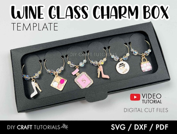 Wine Glass Charm Box Template Wine Glass Charm Display Box - Etsy Australia