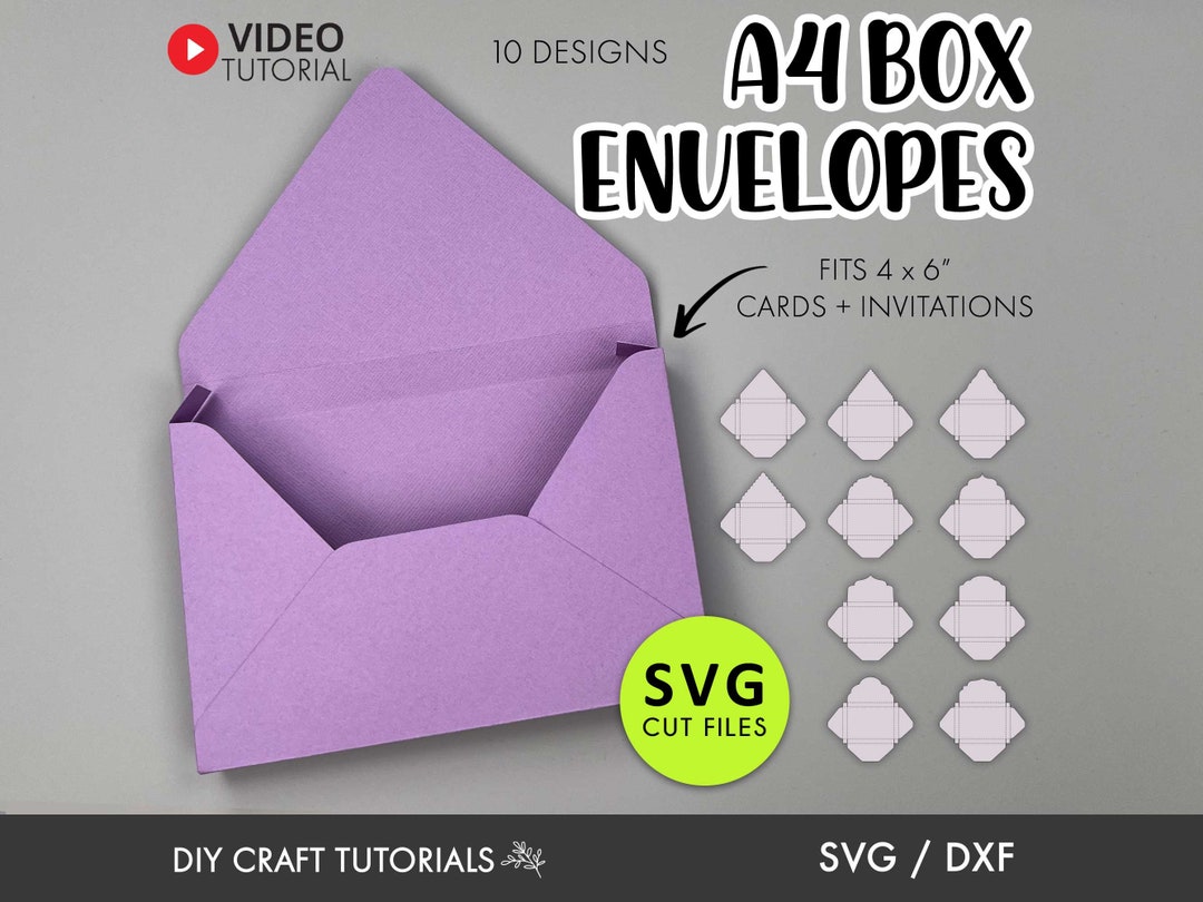 A4 Box Envelope SVG Template: 4x6 Card Cut Files - Etsy