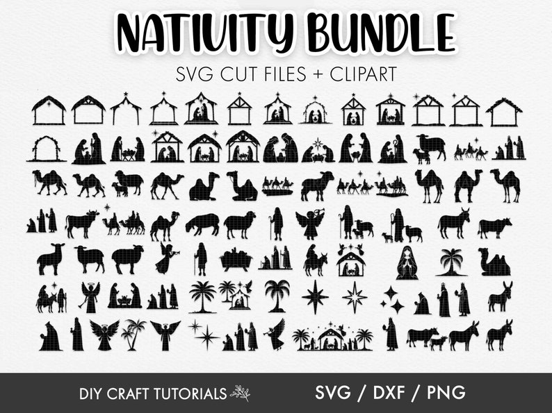 Krippe SVG, Krippe SVG, Krippe SVG Bundle, Krippe Clipart, Weihnachten ...