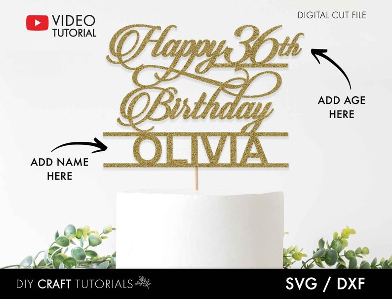 Birthday Cake Topper Svg Add Your Own Details Custom Cake - Etsy Australia