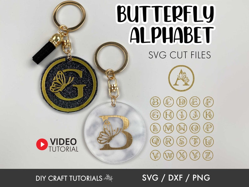 Butterfly Monogram SVG Alphabet: Keychain Patterns - Etsy