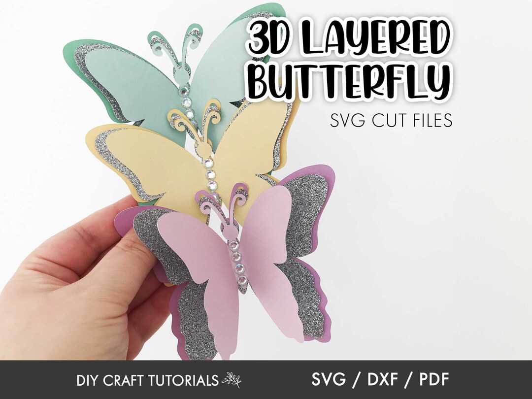 3D Butterfly SVG, Butterfly Svg, Layered Butterfly Svg, Butterfly Wall ...