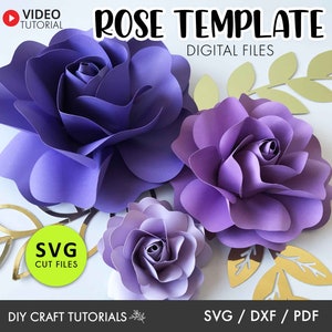 Set of 3 Paper Rose Templates, Paper Flower Svg, 3D Paper Flowers Svg ...