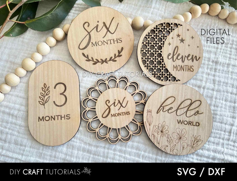 BABY MILESTONE SVG Bundle for Laser Cutters, Wooden Baby Milestone ...