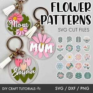 Abstract Flower Svg, Flower Svg, Flower Keychain Svg, Keychain Pattern ...