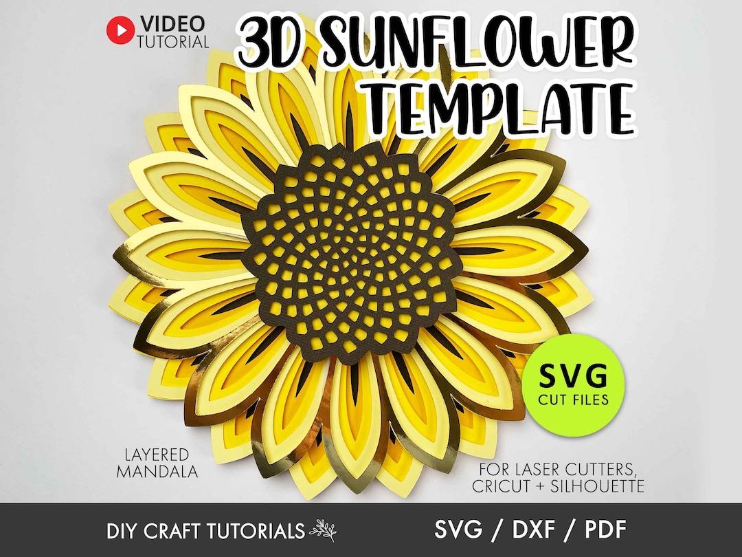 Sunflower SVG, Shadow Box Svg, Mandala SVG, Glowforge Svg, Laser Cut ...
