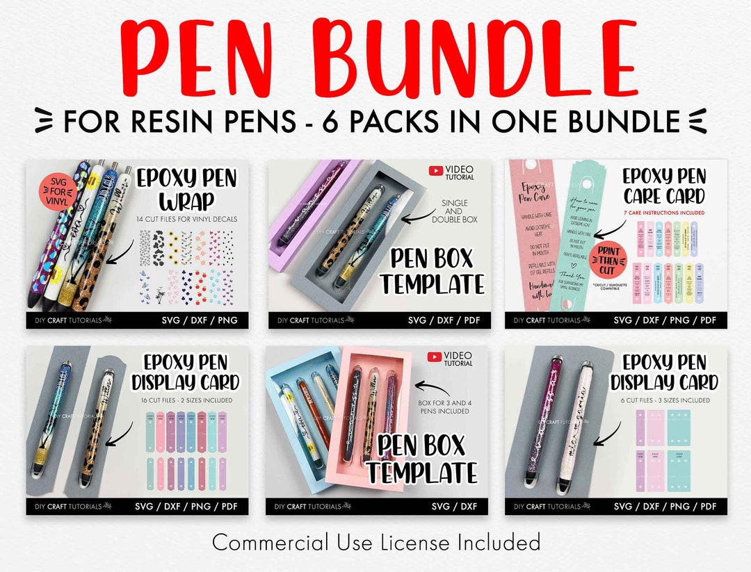 Epoxy Pen SVG BUNDLE, Pen Wrap Svg, Pen Box Svg, Epoxy Pen Box Template ...