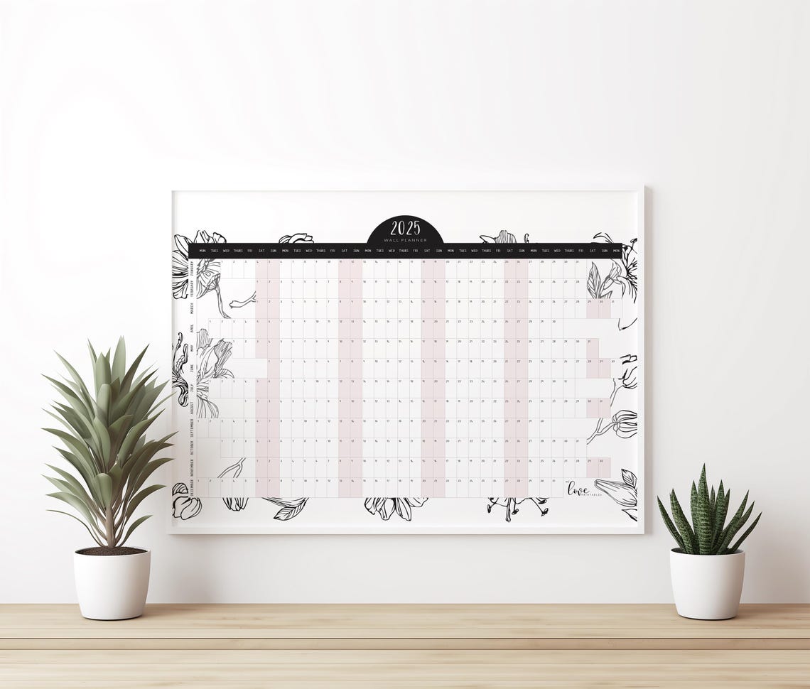 2025 Large Wall Planner Printable, Horizontal Wall Planner Printable ...