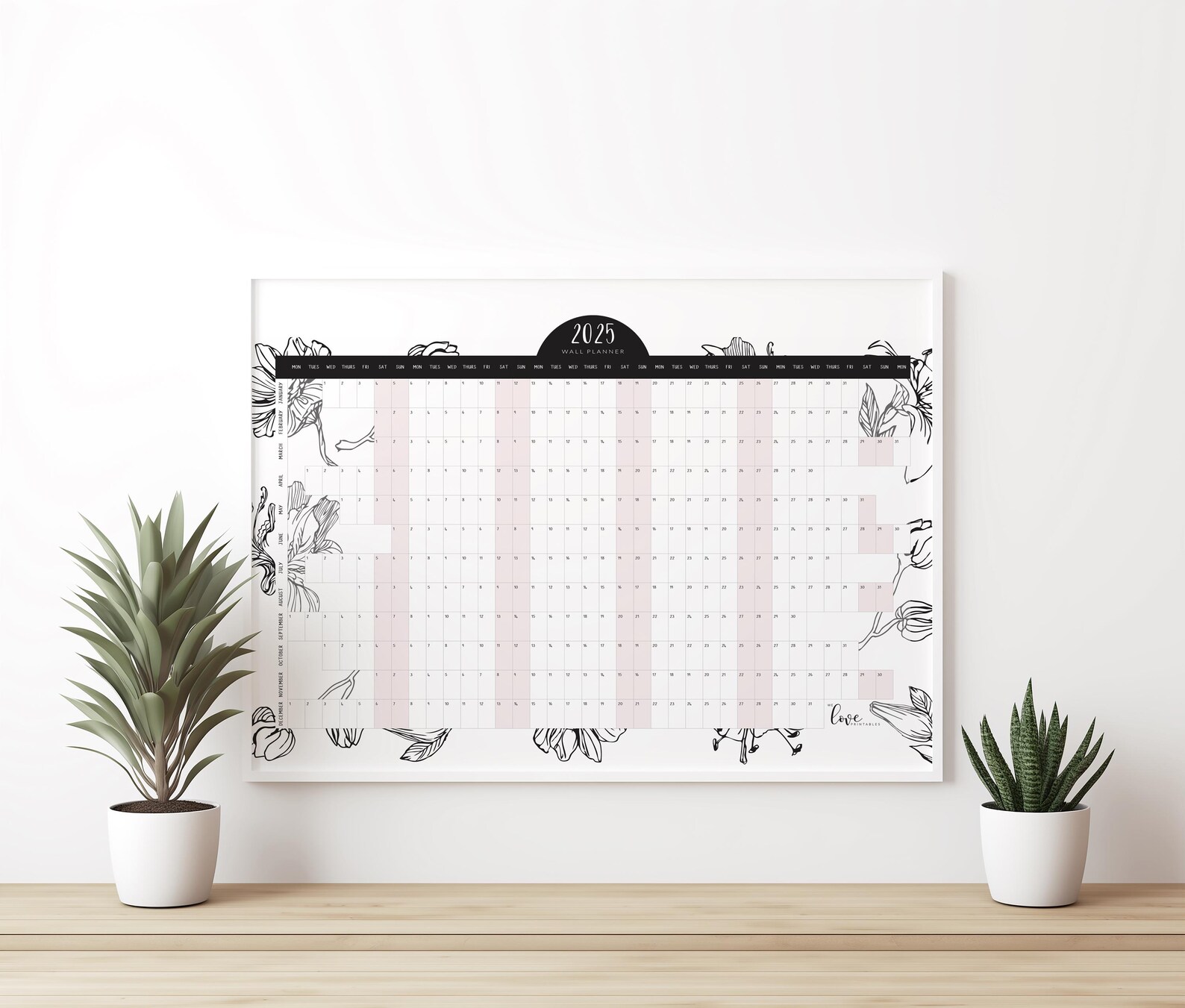 2025 Large Wall Planner Printable, Horizontal Wall Planner Printable ...