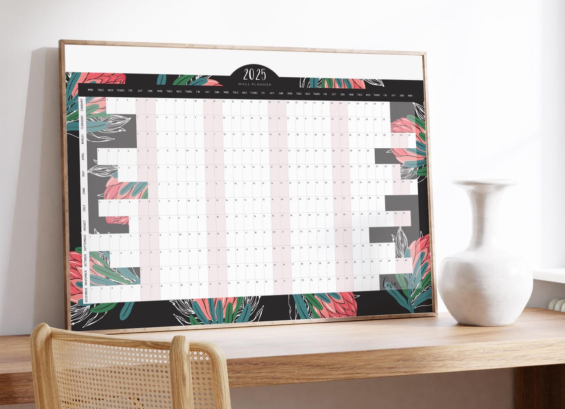 2025 Large Wall Planner Printable, Horizontal Wall Planner Printable ...