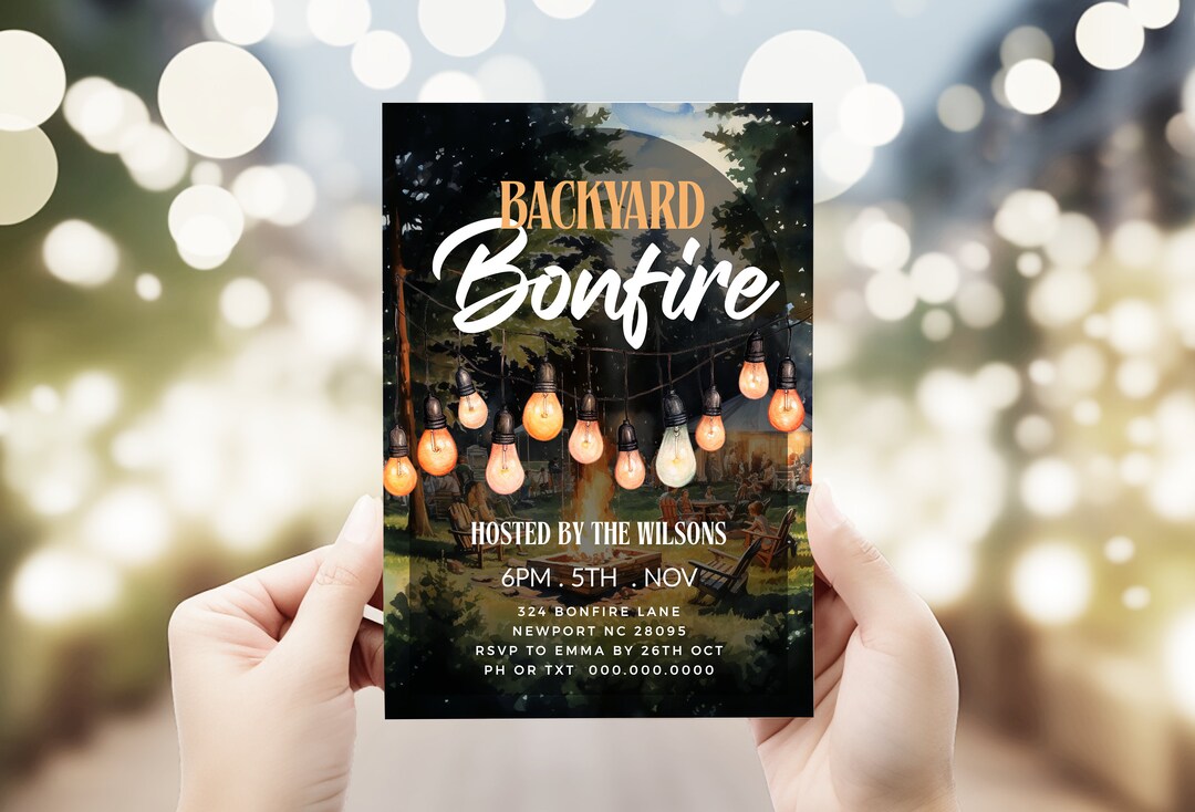 Backyard Bonfire Night Party Invite, Backyard Bonfire Invitation ...
