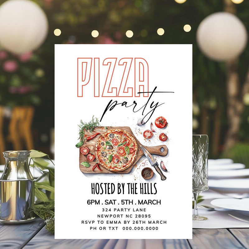 Pizza Party Invitation - Etsy