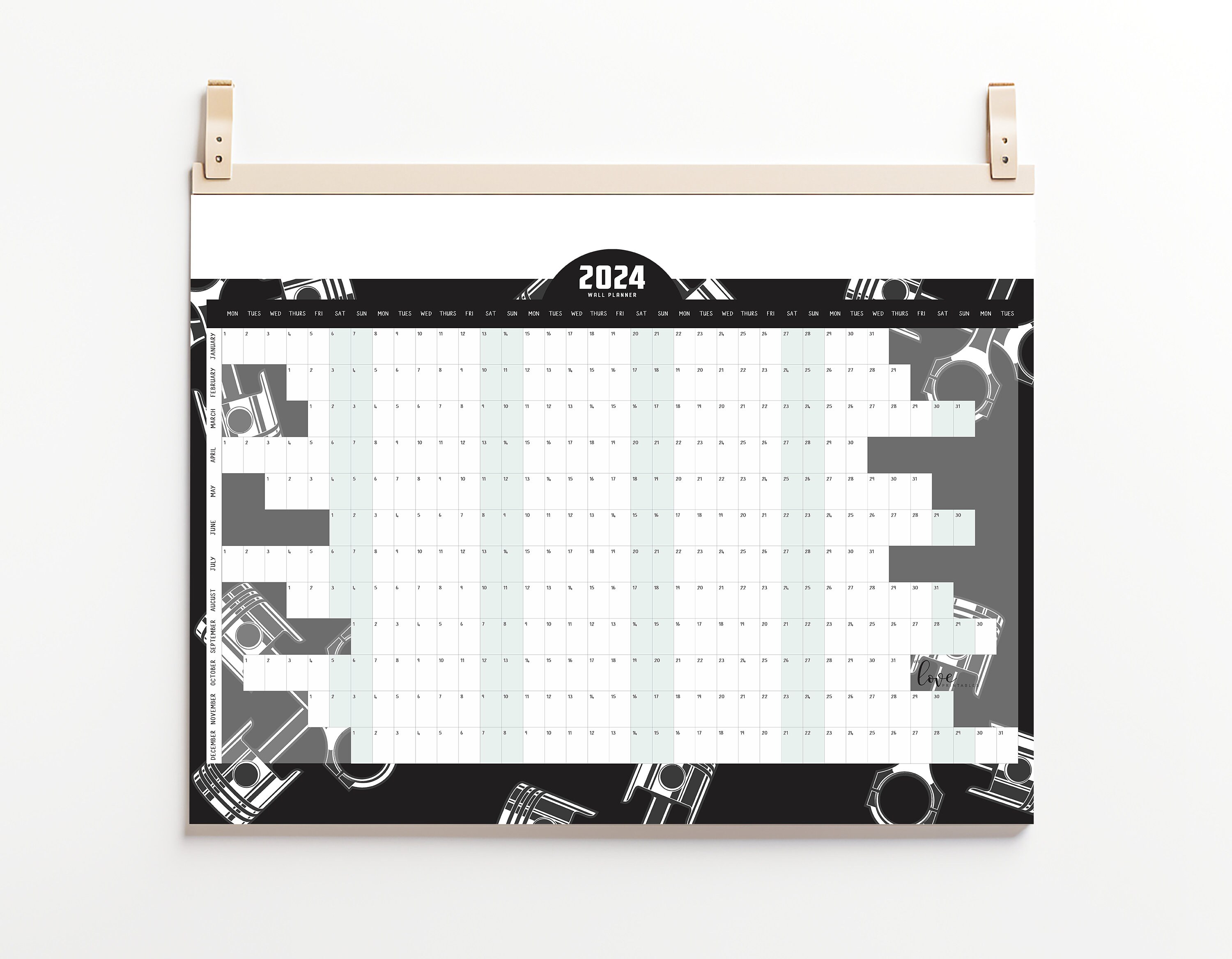 2024 Large Wall Planner Printable Horizontal Wall Planner - Etsy
