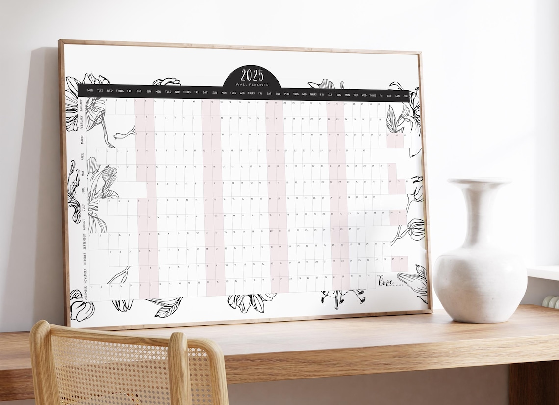 2025 Large Wall Planner Printable, Horizontal Wall Planner Printable ...