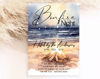 Editable Bonfire Invitation Bonfire Birthday Party - Etsy