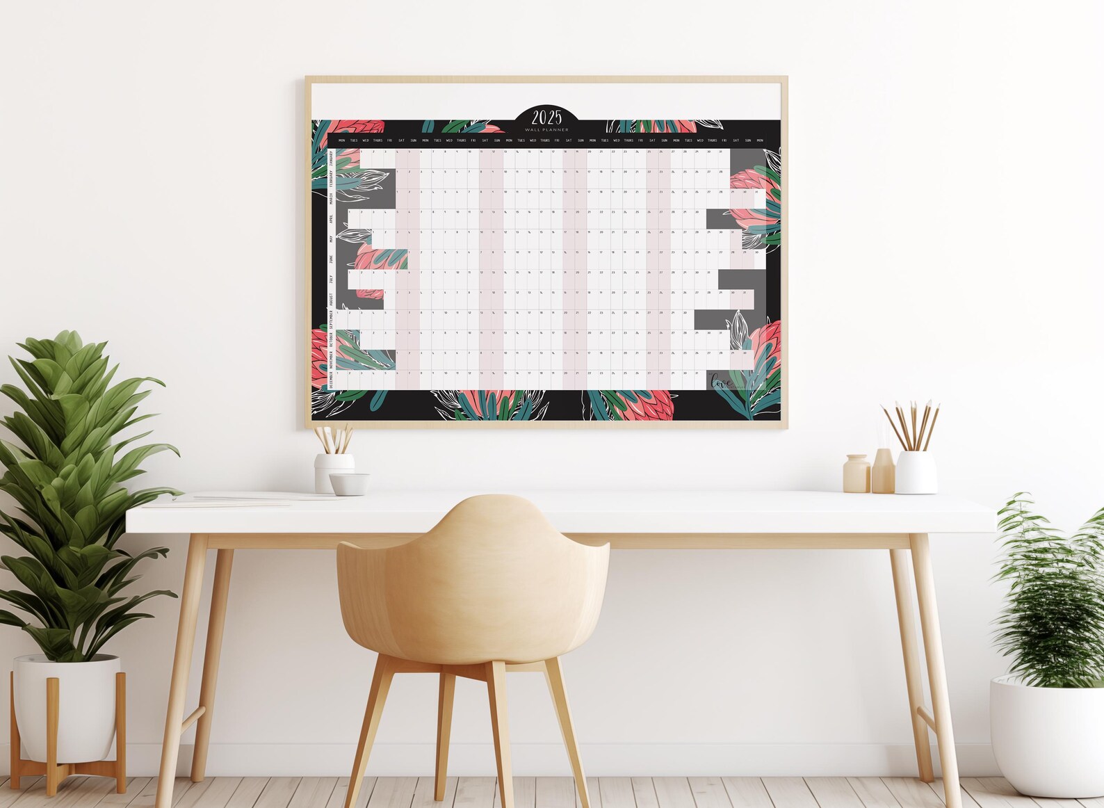 2025 Large Wall Planner Printable, Horizontal Wall Planner Printable ...