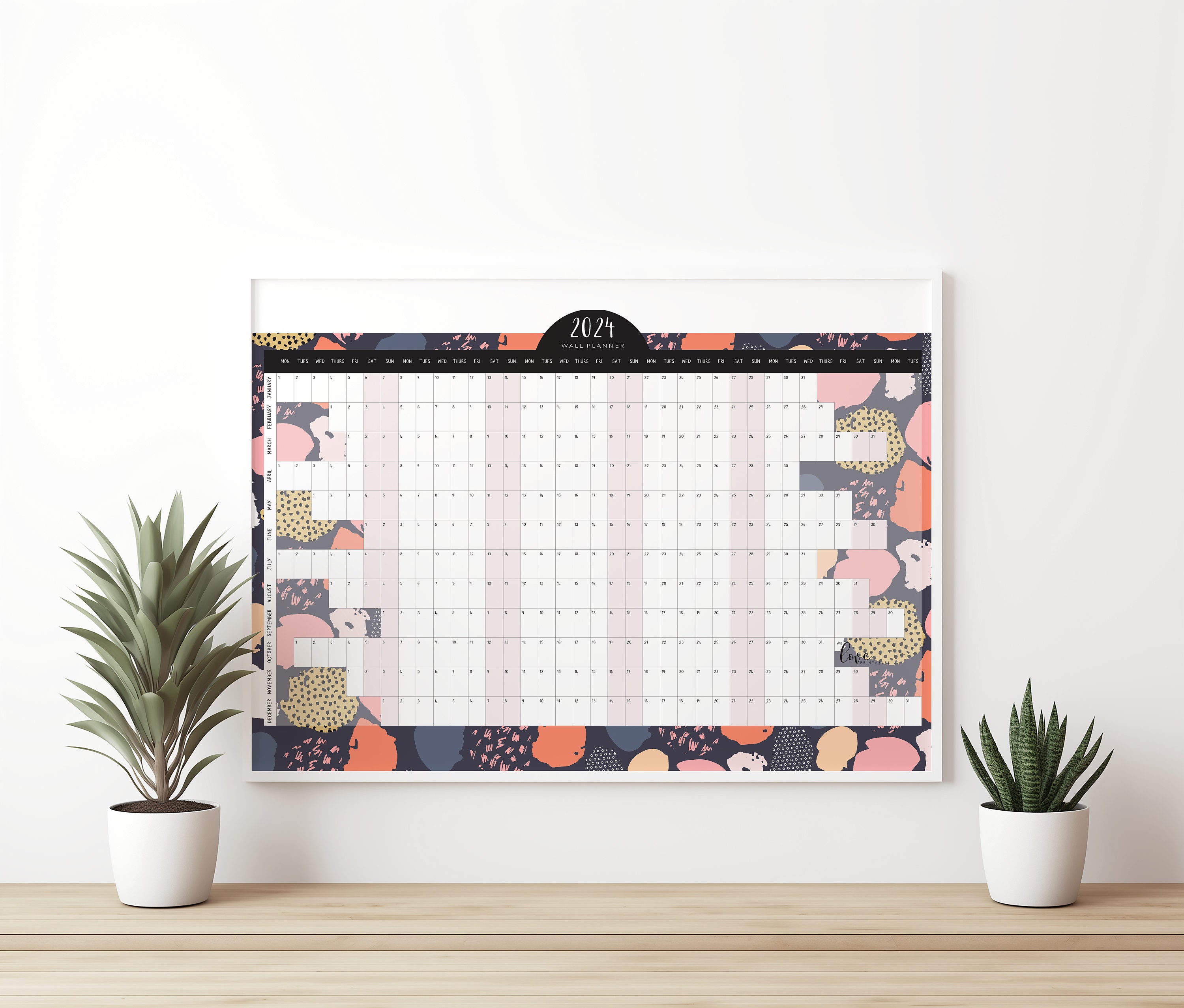 2024 Large Wall Planner Printable, Horizontal Wall Planner Printable ...