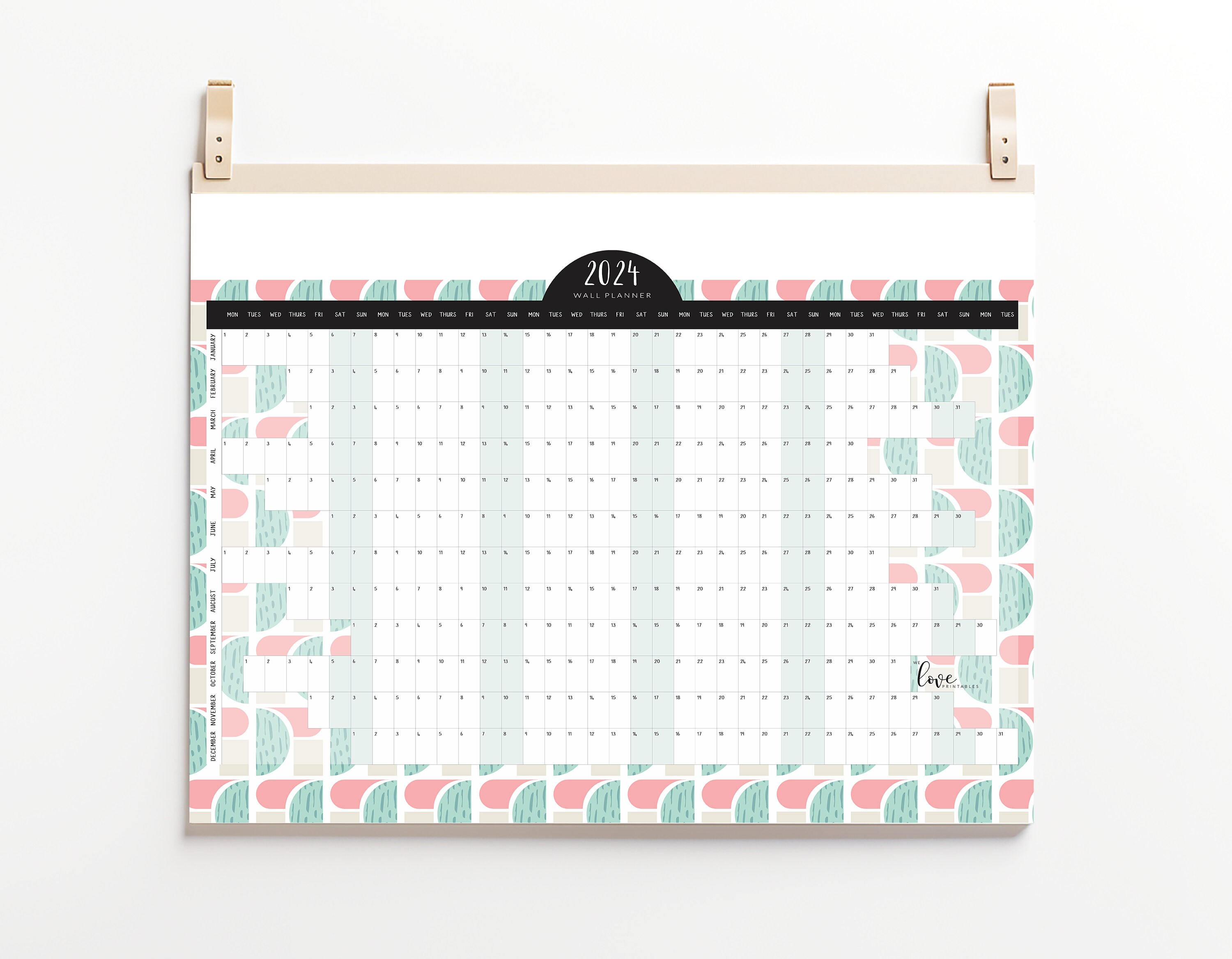 2024 Large Wall Planner Printable Horizontal Wall Planner - Etsy