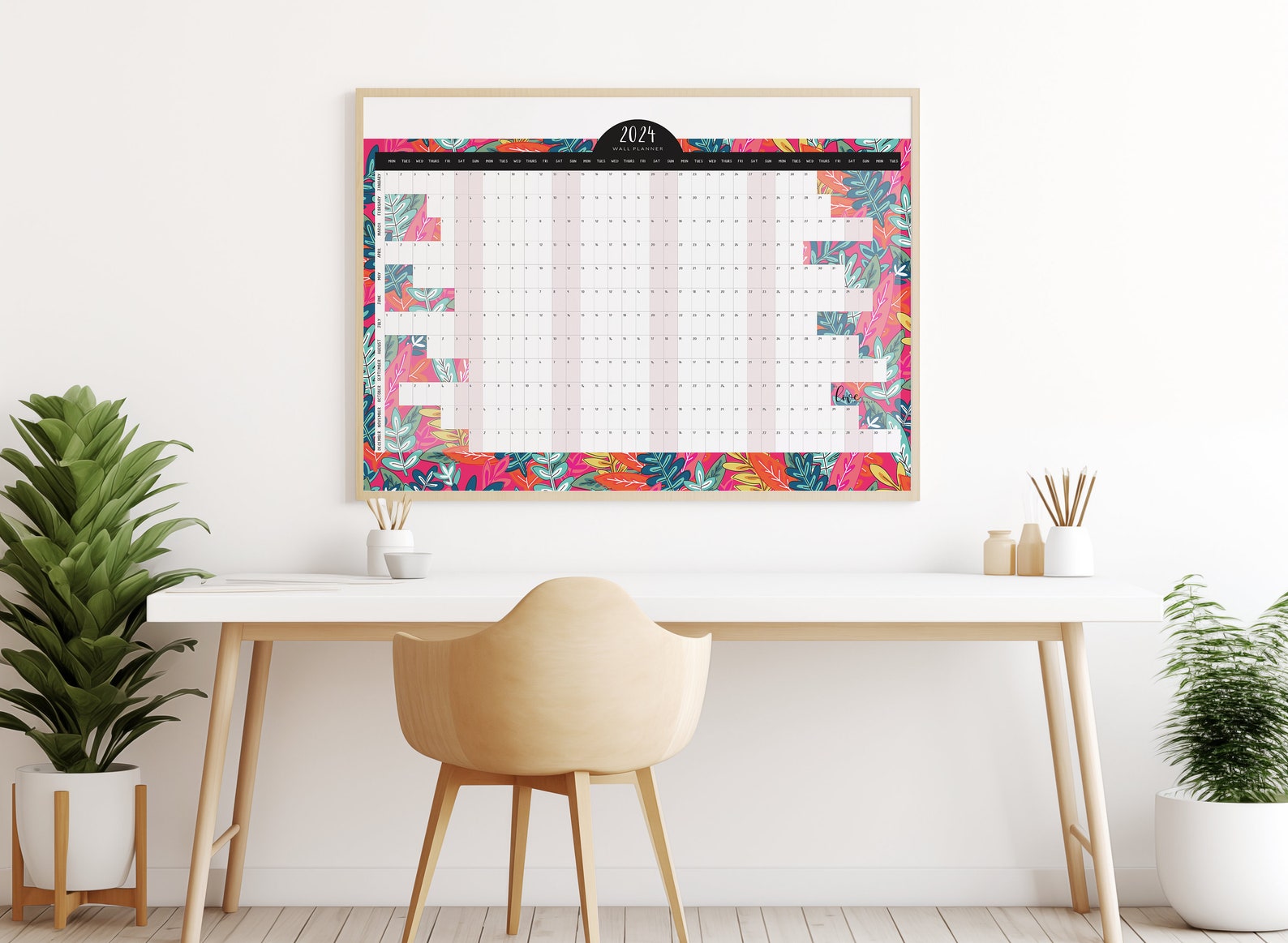 2024 Large Wall Planner Printable, Horizontal Wall Planner Printable ...